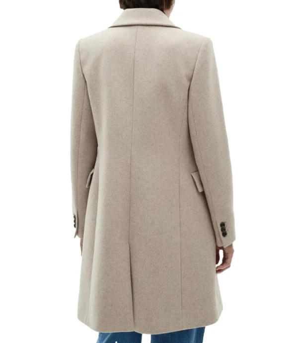 Women's Knit Edge Double-breasted Wool Coat - Knitedge